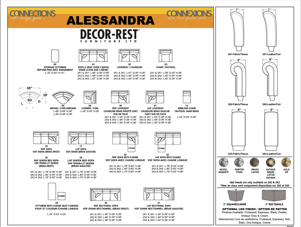 3A ALESSANDRA CONNECTIONS - Top Grain Leather Sofa / Sectional - DECOR ...